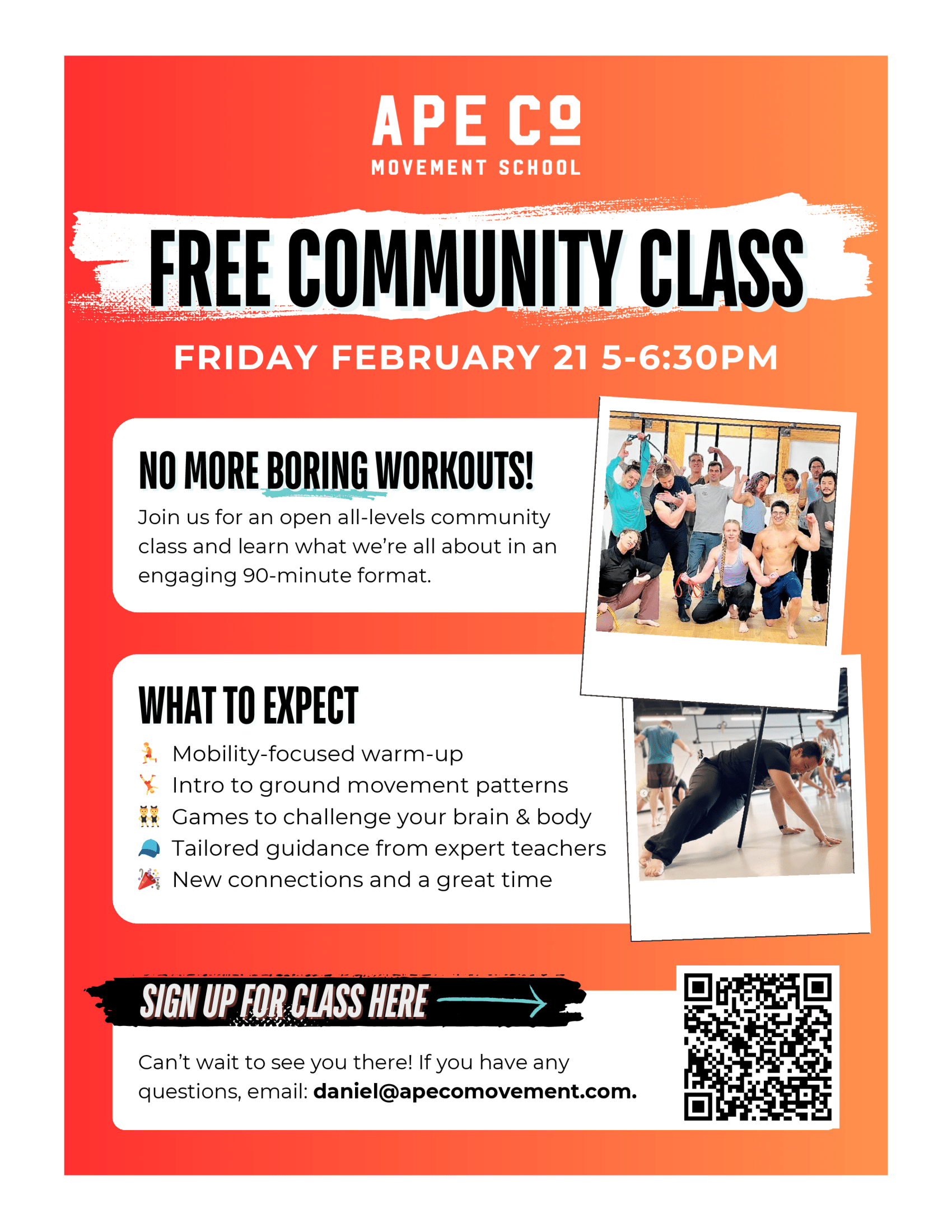 FREE Community Class at Ape Co Movement School - Edgewater Public Market