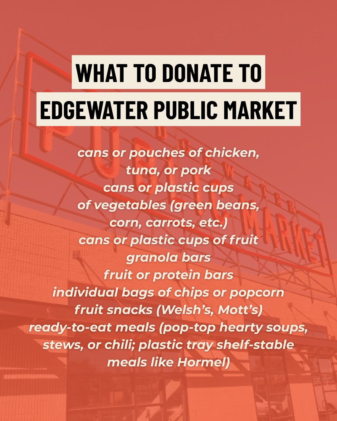 A Food Hall Food Drive for Food Banks - Edgewater Public Market